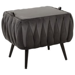 Xora Hocker, Schwarz, Dunkelgrau, Metall, Textil, rechteckig, 55x46x45 cm, Stauraum, Wohnzimmer, Hocker, Sitzhocker