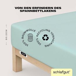 Schlafgut Spannbettlaken &raquo;EASY JERSEY Bettlaken, 150 g/m&sup2;, 100% Baumwolle, Spannbetttuch&laquo; Spannbettlaken bis 22 cm H&ouml;he, b&uuml;gelfrei, pflegeleicht, perfekter Sitz