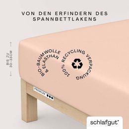 Schlafgut Spannbettlaken &raquo;PREMIUM Mako-Zwirn-Jersey, 220 g/m&sup2;, 95% Bio-Baumwolle, 5% Elasthan&laquo; Bettlaken bis 30 cm H&ouml;he, PREMIUM-Qualit&auml;t langlebig, perfekter 