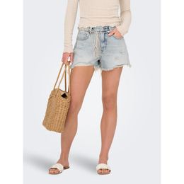 Only Damen Only Jeansshorts &raquo;ONLZUMA HW SHELL BELT DNM SHORTS BJ&laquo; mit Destroyed Effekt und ausgefranstem Saum blau L (40), N-Gr