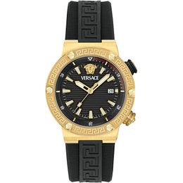 Versace Herren &raquo;GRECA LOGO DIVER&laquo; Quarzuhr, Armbanduhr, Herrenuhr, Datum, Stoppfunktion, Swiss Made schwarz