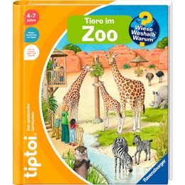 Ravensburger Kinderbuch &raquo;tiptoi Wieso? Weshalb? Warum? Tiere im Zoo&laquo; Made in Europe bunt Sensibilisiert f&uuml;r Artenvielfalt und Artenschutz