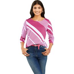 CR&Eacute;ATION L Damen 3/4-Arm-Shirt mit U-Boot-Ausschnitt fuchsia-gestreift Gr&ouml;&szlig;e 48