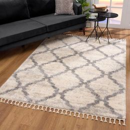 Sanat Hochflor-Teppich &raquo;Versay 1550&laquo; rechteckig 45 mm H&ouml;he Wohnzimmer, Langflor, Shaggy Teppich beige Kunstfaser