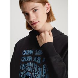 Calvin Klein Jeans Herren Kapuzensweatshirt &raquo;INSTITUTIONAL WARP HOODIE&laquo;, mit Logodruck schwarz XL