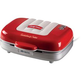 Ariete 3-in-1-Sandwichmaker &raquo;Party Time 1972R, Cookie-Maker&laquo; 700 W f&uuml;r Sandwiches, Muffins und Donats, rot rot