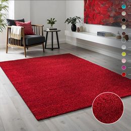 Sanat Hochflor-L&auml;ufer &raquo;LOCA&laquo; rechteckig 30 mm H&ouml;he Wohnzimmer, Langflor, Shaggy, Schlafzimmer rot Kunstfaser