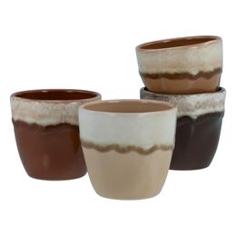 Creatable Becher &raquo;Squeezy Mocha Mousse Teebecher 4-tlg&laquo; Einzigartige Optik, Reaktivglasur Steinzeug