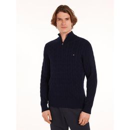 Tommy Hilfiger Herren Strickpullover &raquo;CLASSIC COTTON CABLE ZIP MOCK&laquo; mit modischem Zopfmuster blau 3XL
