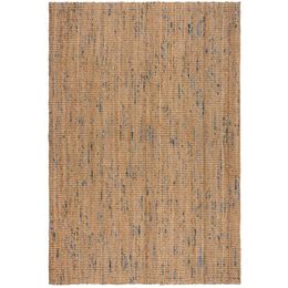 FLAIR RUGS Teppich &raquo;Jute Boucle&laquo; rechteckig 7 mm H&ouml;he aus 100% Jute, mit Fransen, aus Naturfasern blau Jute