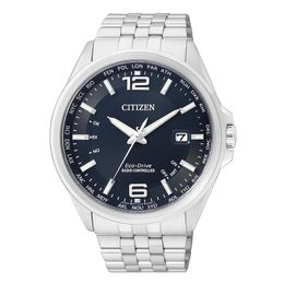 Citizen Herren Funkuhr Armbanduhr, Herrenuhr, Solar, Edelstahlarmband, Saphirglas, Datum silber