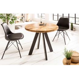 Riess Ambiente Massiver Esstisch IRON CRAFT 100cm rund natur Mangoholz schwarzes Metallgestell Riess-Ambiente Esszimmertisch K&uuml;chentisch 4 Personen