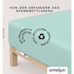 Schlafgut Spannbettlaken &raquo;PURE BOXSPRING Bio-Baumwolle mit Elasthan, 170 g/m&sup2;, Bettlaken&laquo; PREMIUM Boxspringbett Laken bis 40 cm H&ouml;he, dehnbar blickdicht, straff