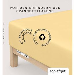 Schlafgut Spannbettlaken &raquo;PURE BOXSPRING Bio-Baumwolle mit Elasthan, 170 g/m&sup2;, Bettlaken&laquo; PREMIUM Boxspringbett Laken bis 40 cm H&ouml;he, dehnbar blickdicht, straff