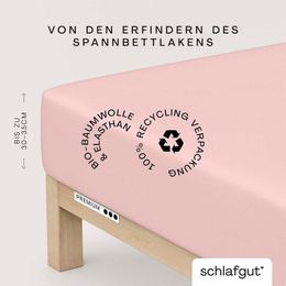 Schlafgut Spannbettlaken &raquo;PREMIUM Mako-Zwirn-Jersey, 220 g/m&sup2;, 95% Bio-Baumwolle, 5% Elasthan&laquo; Bettlaken bis 30 cm H&ouml;he, PREMIUM-Qualit&auml;t langlebig, perfekter 