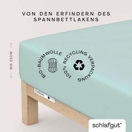 Schlafgut Spannbettlaken &raquo;CASUAL Bettlaken 100% gek&auml;mmte Bio-Baumwolle, 150 g/m&sup2;, Spannbetttuch&laquo; Bettlaken bis 25 cm H&ouml;he, langlebig, weich, Antipilling-