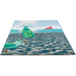Sansibar Teppich &raquo;Rantum Beach SA-021&laquo; rechteckig 5 mm H&ouml;he Flachgewebe, modernes Design, Strand & Surfboard, Outdoor geeignet bunt Polypropylen