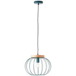Brilliant Pendelleuchte &raquo;Sorana&laquo; E27 1 Stk. H&auml;ngeplampe, 130 cm H&ouml;he, &Oslash; 35,5 cm, E27, k&uuml;rzbar, Metall/Holz blau