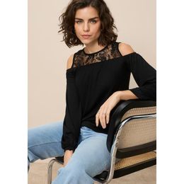 Laura Scott Damen Langarmshirt l&auml;ssig geschnitten, Langarm, femininer Stil schwarz 44