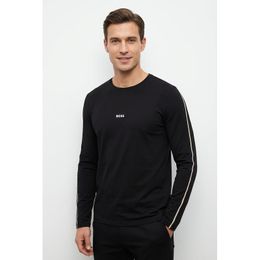 BOSS Herren BOSS Longsleeve &raquo;Unique&laquo; bequemes Langarmshirt mit Kontrastnaht am &Auml;rmel M