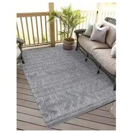Teppich Carpet City "In-& Outdoorteppich Santorini 411, 3D-Effekt, Boho-Optik", grau (anthrazit), B:140cm H:5mm L:200cm, Polypropylen, Teppiche, Teppich, Wetterfest & UV-best&auml;ndig f&uuml;r Terrasse, Balkon, K&uuml;che, Flur