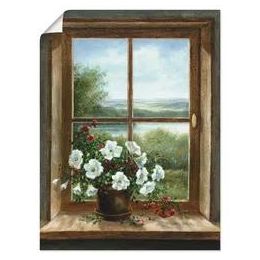 Wandbild Artland "Blumen am Fenster", braun (farbe bild(er): braun), B:45cm H:60cm, Bilder, als Leinwandbild, Poster in verschied. Gr&ouml;&szlig;en