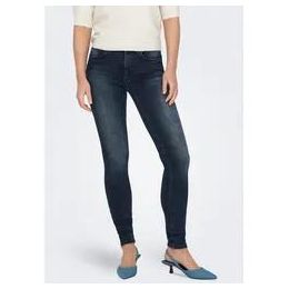 Skinny-fit-Jeans Only "ONLBLUSH MID SKINNY DNM REA409 NOOS", Damen, Gr. XL (42), L&auml;nge 32, blau (blau schwarz denim), Denim/Jeans, Obermaterial: 92% Baumwolle, 6% Elastomultiester, 2% Elasthan, skinny fit, Jeans