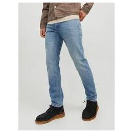 Jack & Jones Tapered-fit-Jeans JACK & JONES "JJIMIKE JJORIGINAL CJ SN", Herren, Gr. 36, L&auml;nge 32, blau (blau denim), Denim/Jeans, Obermaterial: 99% Baumwolle, 1% Elasthan, Abriebeffekte, bequem lang, Jeans, mit Five-Pocket-Design