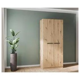 Dreht&uuml;renschrank Rauch "Kleiderschrank Schrank Garderobe Garderobenschrank Stauraumwunder MODI", braun (eiche artisan), B:91cm H:210cm T:54cm, Holzwerkstoff, Schr&auml;nke, Dreht&uuml;renschrank, optional mit Spiegel MADE IN GERMANY