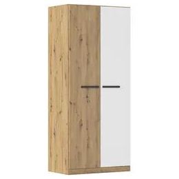 Dreht&uuml;renschrank Rauch "Kleiderschrank Schrank Garderobe Garderobenschrank Stauraumwunder MODI", wei&szlig; (eiche artisan, wei&szlig;), B:91cm H:210cm T:54cm, Holzwerkstoff, Schr&auml;nke, Dreht&uuml;renschrank, optional mit Spiegel MADE IN GERMANY