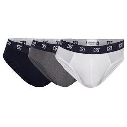 CR7 Cristiano Ronaldo Slip CR7 "Slip CR7 Basic, Slip, 3-pack 3er Pack", Herren, Gr. M, bunt (wei&szlig;, grau, dunkelblau), Obermaterial: 95% Baumwolle CO. 5% Elasthan EL., Unterhosen Slip