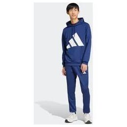 Trainingsanzug Adidas SPORTSWEAR "BIG LOGO HOODED", Herren, Gr. M, blau (dunkelblau), Obermaterial: 100% Polyester, Sportanz&uuml;ge Trainingsanzug, Set aus Hose und Hoodie, aus French-Terry-Material, zweiteilig
