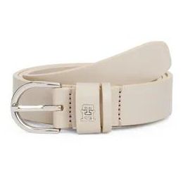 Lederg&uuml;rtel Tommy Hilfiger "ESSENTIAL EFFORTLESS 2.5 cm breit SILVER", Damen, Gr. 100, beige (classic beige), Rindsleder, G&uuml;rtel Lederg&uuml;rtel, Einfachdornschlie&szlig;e, Metallemblem
