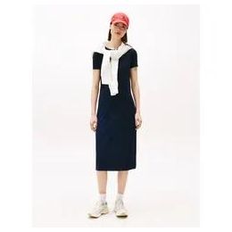 Tommy Hilfiger Jerseykleid TOMMY JEANS "TJW RIB BODYCON MIDI DRESS", Damen, Gr. XS (34), N-Gr, blau (schwarz night navy), Jersey, Obermaterial: 60% Polyester, 33% Viskose, 7% Elasthan, unifarben, figurbetont wadenlang, Rundhals, abgesteppt, Kleider Jerseykleid, mit gerippter Struktur
