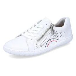 Sneaker Rieker, Damen, Gr. 41, wei&szlig;, Leder, Schuhe Sneaker, mit seitlicher Perforation, Topseller