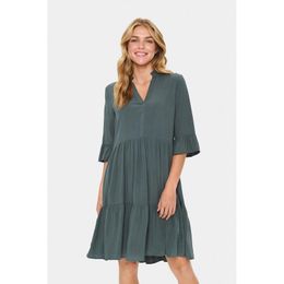 Saint Tropez Damen Blusenkleid &raquo;EdaSZ Dress&laquo; Sommerkleid, Tunikakleid mit Volant und 3/4 &Auml;rmel M, N-Gr