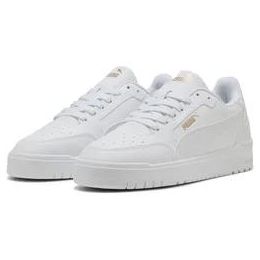 Sneaker Puma "SHUFFLE DOWNTOWN", Damen, Gr. 40, wei&szlig; (Puma wei&szlig;, Puma wei&szlig;, Puma gold), Synthetik, Schuhe Sneaker, leicht profilierte Gummilaufsohle, Schn&uuml;rverschluss, Topseller
