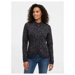 Sweatjacke Ragwear "AVALINA FLOWERS O", Damen, Gr. L, schwarz, Sweatware, Obermaterial: 70% Baumwolle, 30% Polyester, gebl&uuml;mt, gemustert, normal, Rundhals, Sweatjacken Sweatjacke