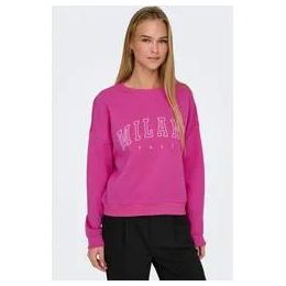 Sweatshirt Only "ONLSWEAT L/S CREW OVERSIZE STATE SWT", Damen, Gr. XS (34), pink (rose violet detail:milano, italy), Sweatware, Obermaterial: 60% Baumwolle, 40% Polyester, bedruckt, loose fit normal, Rundhals, Rippb&uuml;ndchen, Sweatshirts Sweatshirt