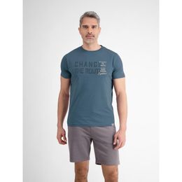 Lerros Herren Lerros T-Shirt &raquo;Unifarbenes T-Shirt mit Print&laquo; blau XXL