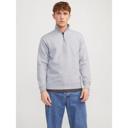 Jack & Jones Jack & Jones Damen &raquo;JJEBRADLEY SWEAT HALF ZIP NOOS&laquo;, Materialmix, relaxed fit grau M