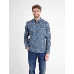 Lerros Herren Lerros Langarmhemd &raquo;Stretch-Herrenhemd FLOWERS&laquo; blau XXL, Normal- und Kurzgr&ouml;&szlig;en