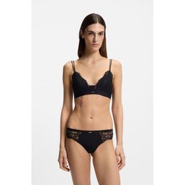 BOSS Damen BOSS Tanga &raquo;BLOSSOM&laquo; aus Spitze mit plissiertem Mesh und goldenem Anh&auml;nger S
