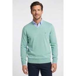 Fynch-Hatton Herren Fynch-Hatton Strickpullover aus reiner Baumwolle, mit Rundhalsausschnitt, mit Logo Stickerei gr&uuml;n 3XL