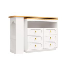 ABRIHOME Ausziehbarer Sideboard mit 360&deg; Drehfunktion und Stauraum in Wei&szlig; | Gr.: onesize