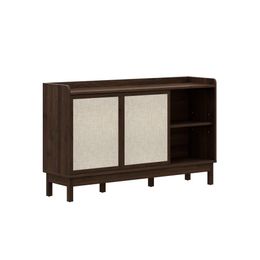ABRIHOME Retro Sideboard in Braun mit Schiebet&uuml;ren und 2 Schubladen | Gr.: onesize