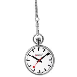 Mondaine Taschenuhr mit Kette Wei&szlig; / Silber | Gr.: onesize