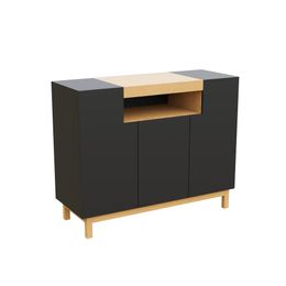 ABRIHOME Sideboard in Schwarz mit 3 T&uuml;ren f&uuml;r Wohn und Esszimmer | Gr.: onesize