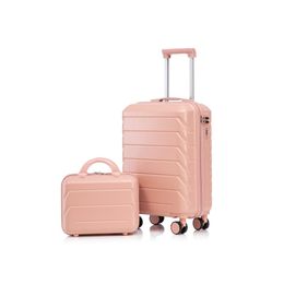 ABRIHOME Kofferset Hartschale mit Kosmetiktasche in Rosa | Gr.: onesize