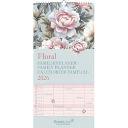 TeNeues Calendars & Stationery Kalender - GreenLine - Floral Familienplaner 2026 - Wandkalender 22x45 cm, Fami | Gr.: onesize